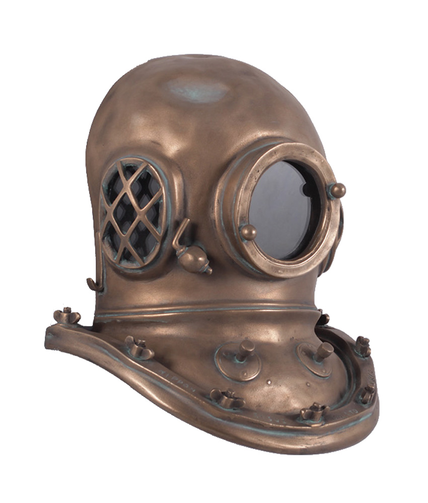 Helmet Wall Decor Figure Bronze Finish Diving